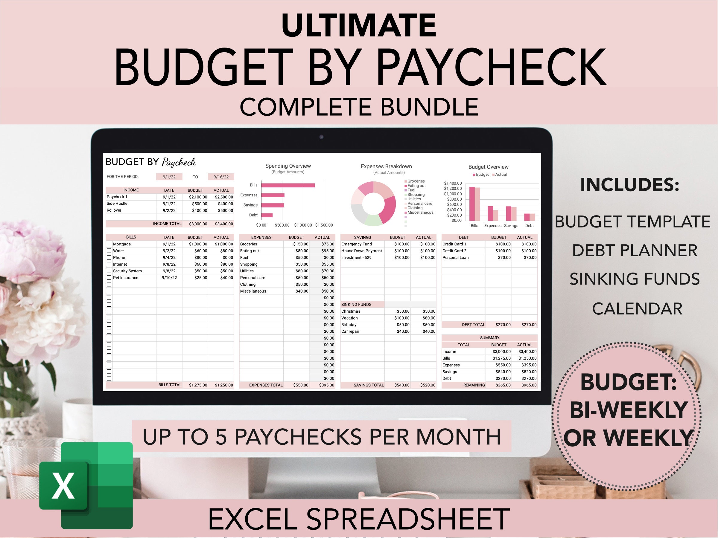 Excel Budget Weekly - Etsy