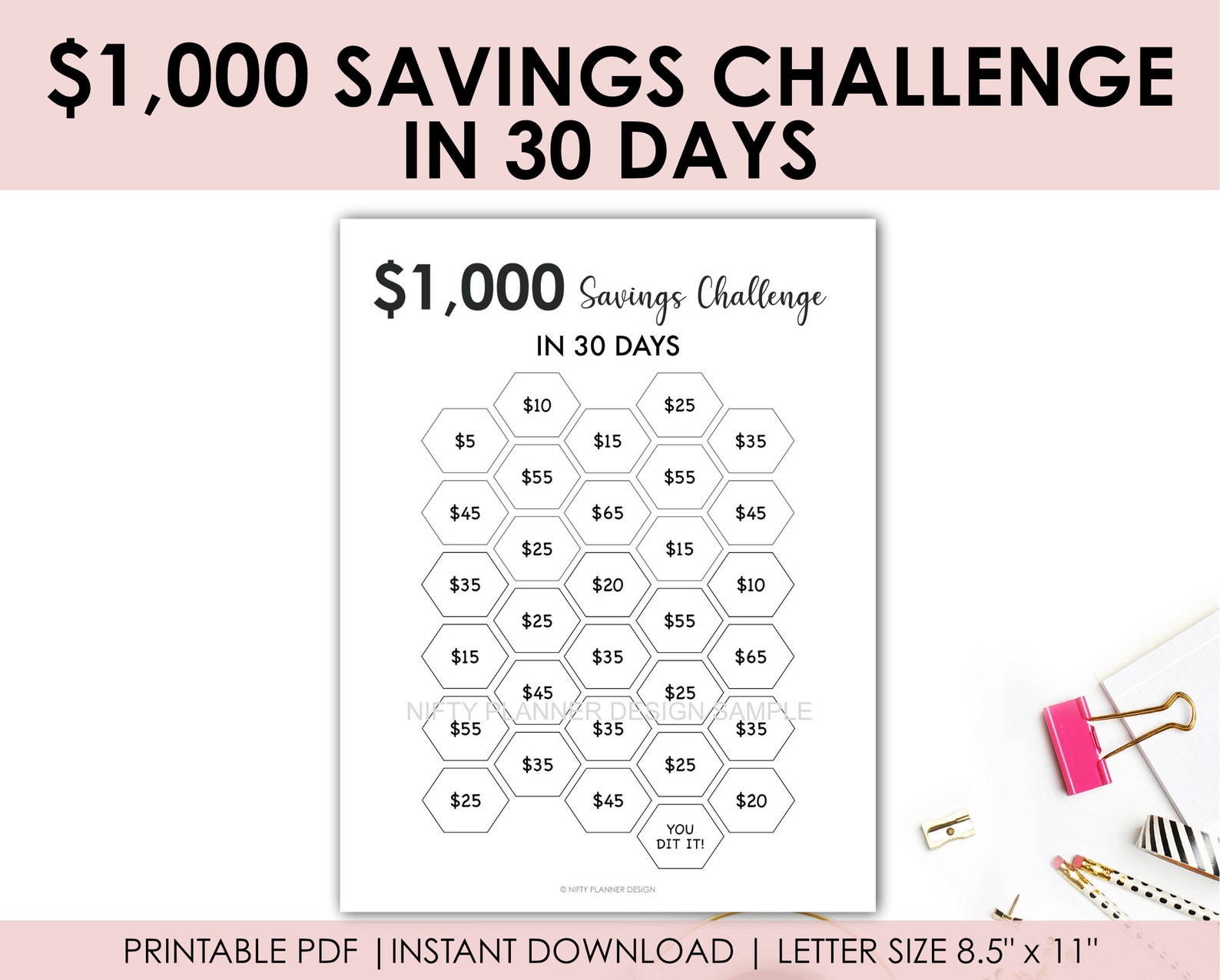 1000 Money Saving Challenge Save 1000 in 30 days 1000 | Etsy