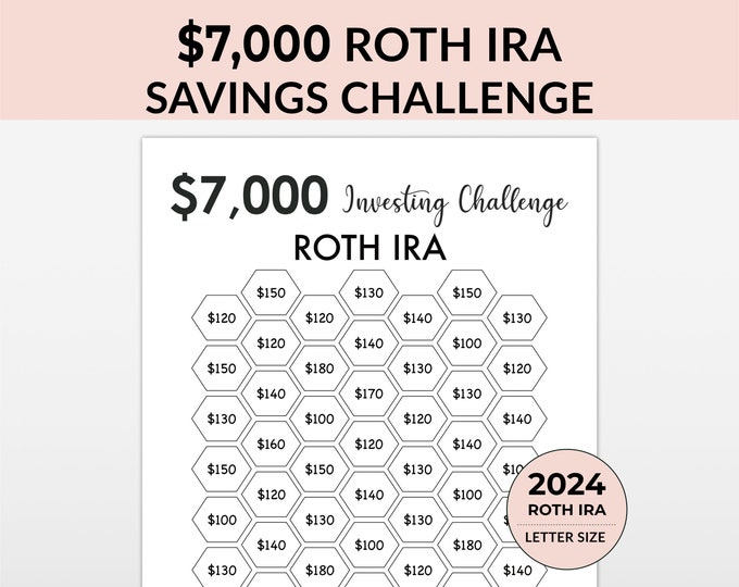 Roth IRA Savings Challenge, Mini Savings Challenge, Money Challenge, A6 ...