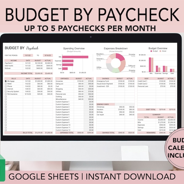 Monthly Budget Spreadsheet Google Sheets Budget Template Weekly ...