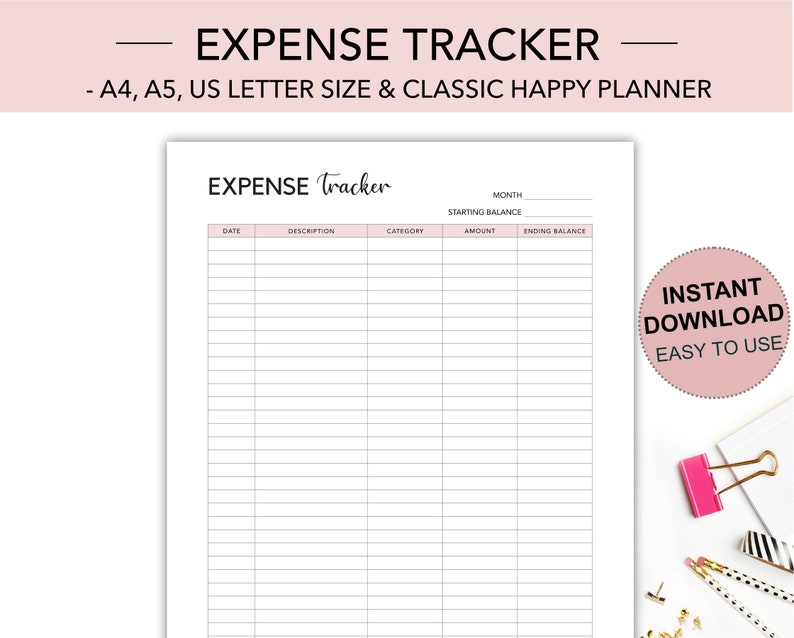 Expense Tracker Printable Monthly Expense Tracker Expense - Etsy