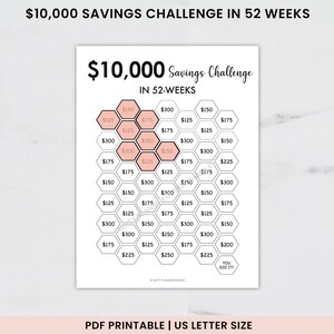 10K Savings Challenge Printable: 52 Week Money Tracker (PDF) - Etsy