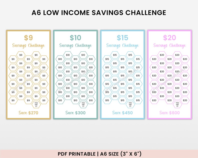 A6 Low Income Savings Challenge Bundle (printable PDF) - Etsy