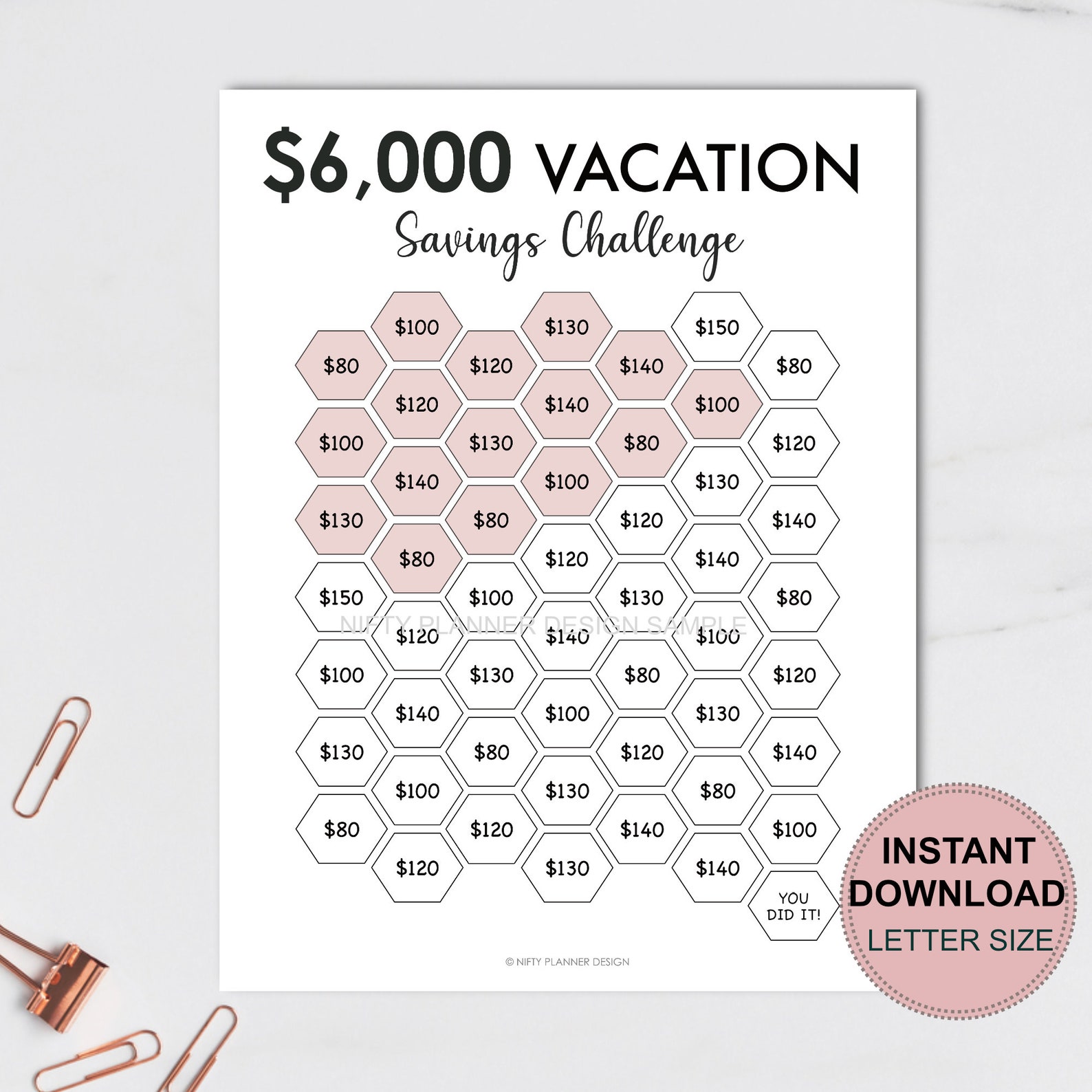 6,000 Vacation Savings Challenge, 6000 Savings Tracker, Emergency Fund ...