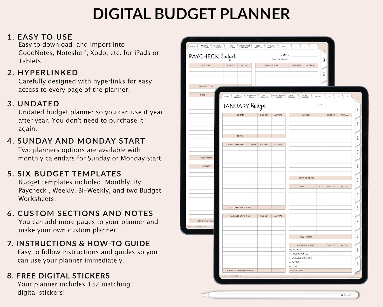 Digital Budget Planner, Digital Planner, Goodnotes Digital Planner ...