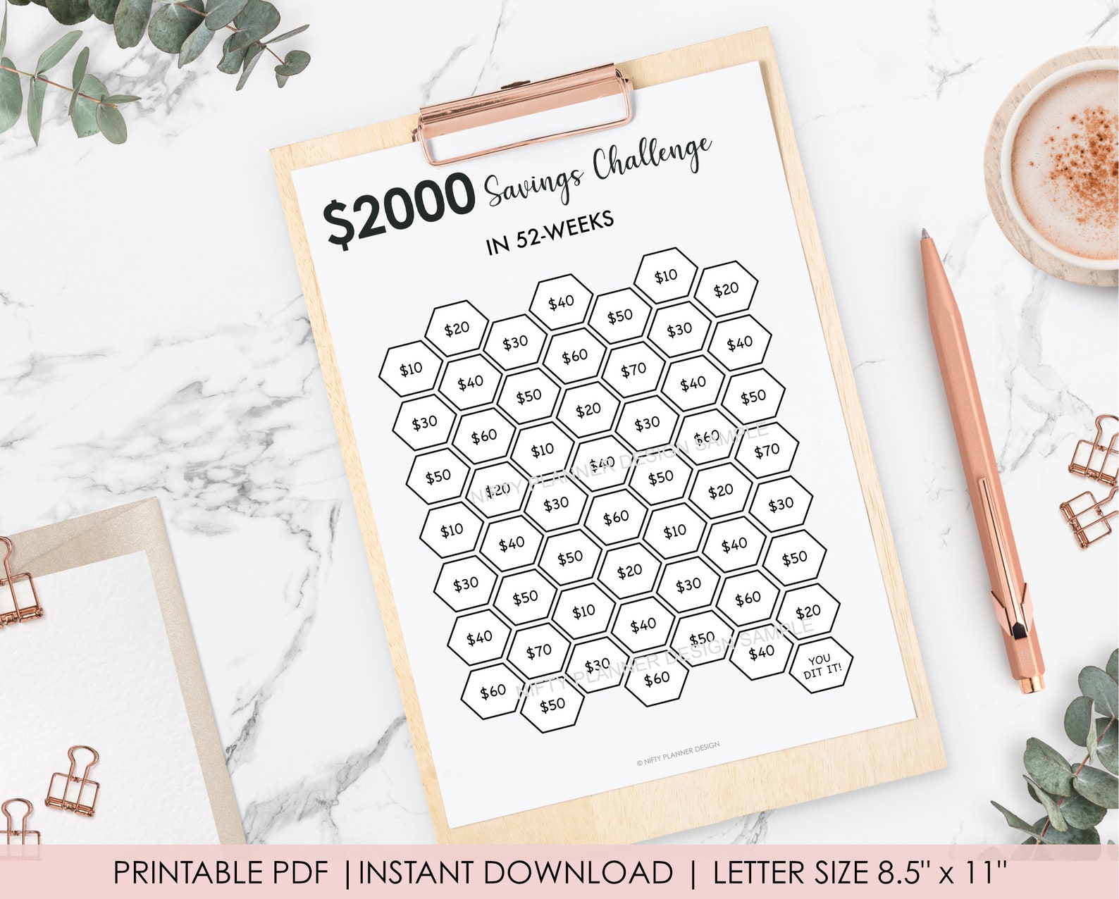 2000 Money Saving Challenge 2000 Savings Tracker Emergency | Etsy