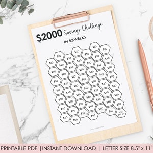 2000 Money Saving Challenge 2000 Savings Tracker Emergency | Etsy