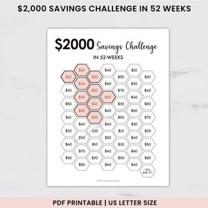2000 Money Saving Challenge, 2000 Savings Tracker, Emergency Fund ...