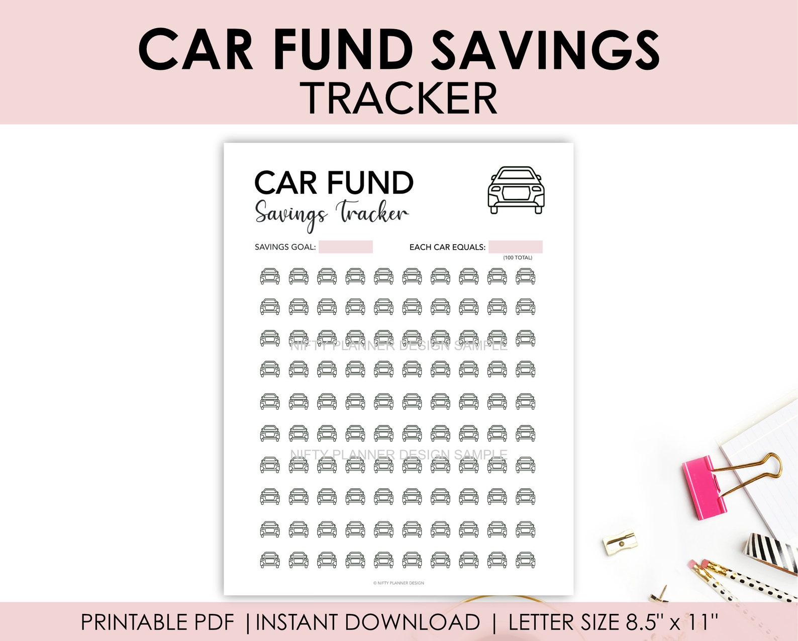 Car Saving Tracker Printable Car Fund Savings Tracker Money - Etsy