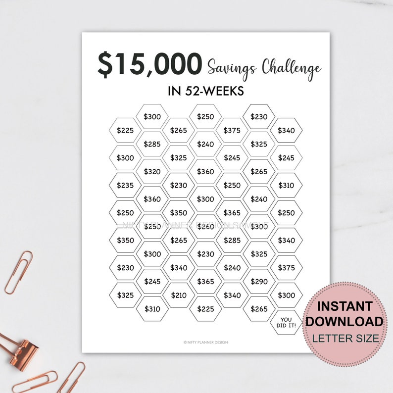 15000 Money Saving Challenge 15000 Savings Tracker Money - Etsy