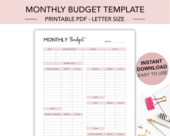 Monthly Budget Template Budget Planner Monthly Budget Etsy Monthly Budget Template Budget Planner Monthly Budget Etsy