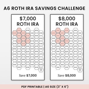 Roth IRA Savings Challenge A6 Size Savings Challenge Tracker Printables ...