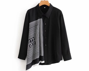 Geometric Pattern Blouse | Etsy