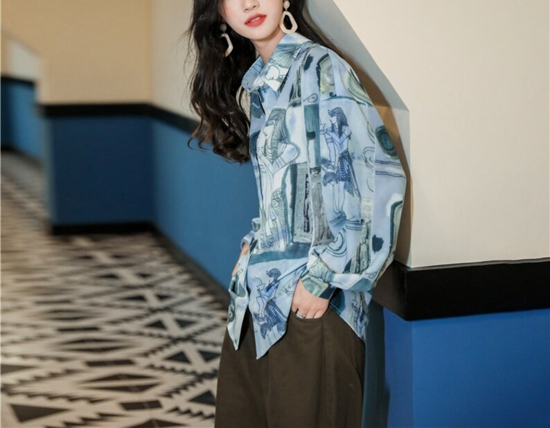 Designer Vintage Art Blouse Women Top With Egypt Print Art - Etsy