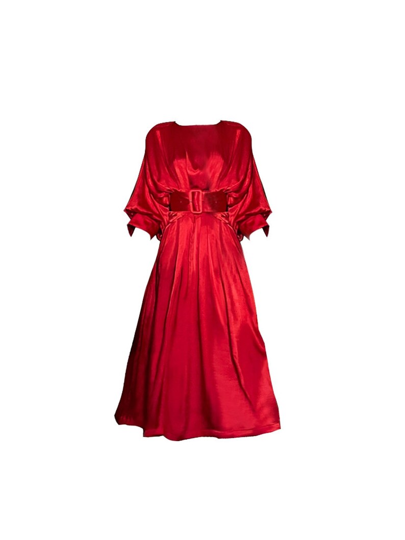 Burning Red Deluxe One Piece Pleated Dress Designer Woman - Etsy