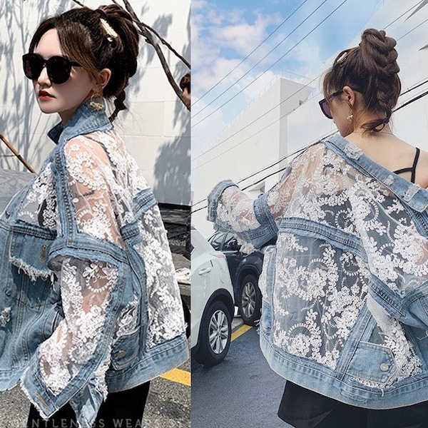 Denim Lace Jacket - Etsy