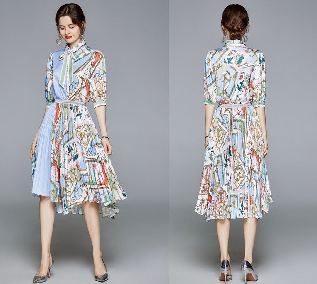 Designer Classic Art Pattern Dress, Women One-piece Dress With ...