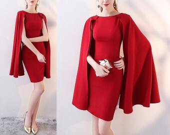 Red Cape Dress - Etsy