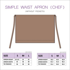 Simple Waist Apron PDF Sewing Pattern | Unisex Chef Drape | Bakery ...