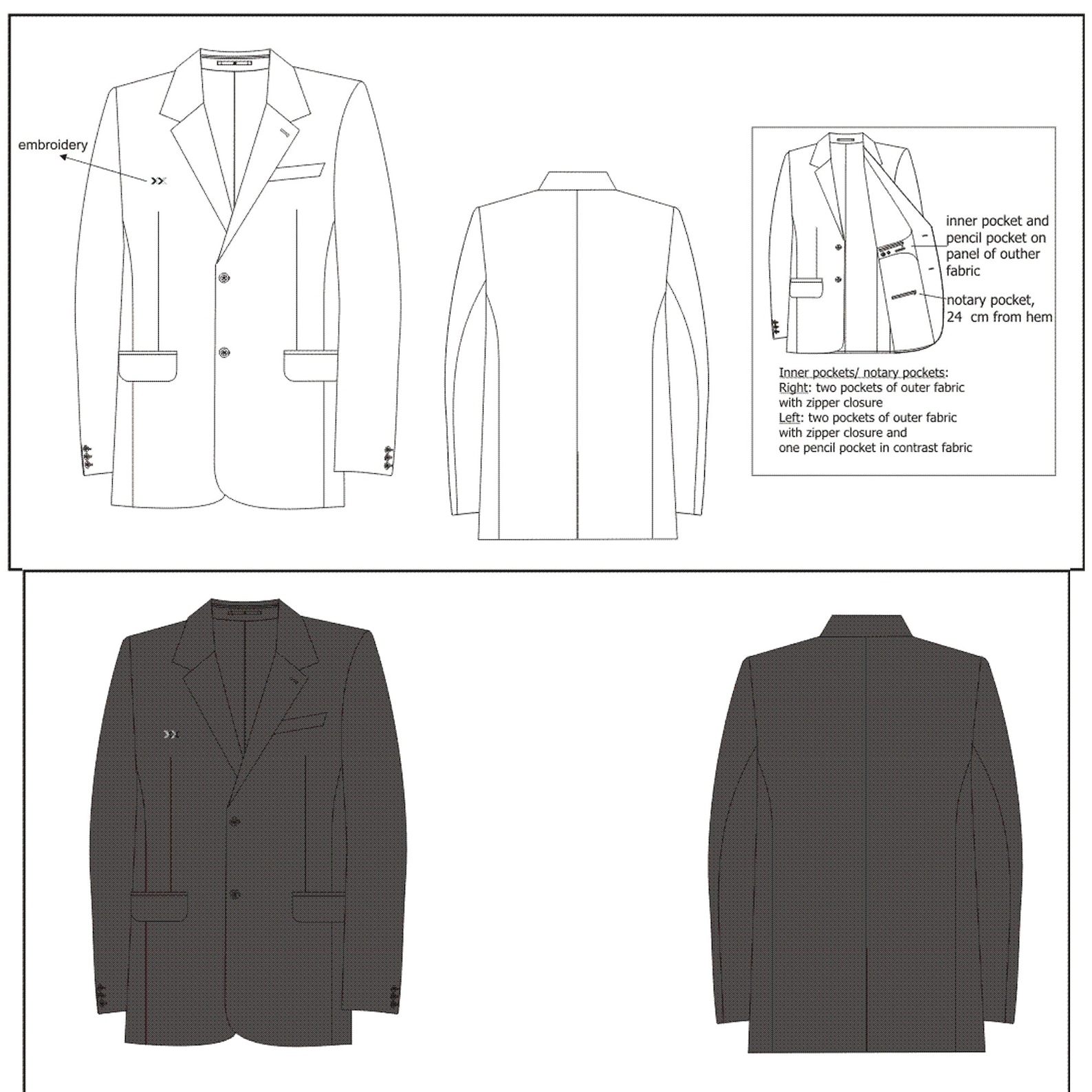 Men's Blazer PDF Sewing Pattern | Professional Notch Lapel Jacket Mold ...