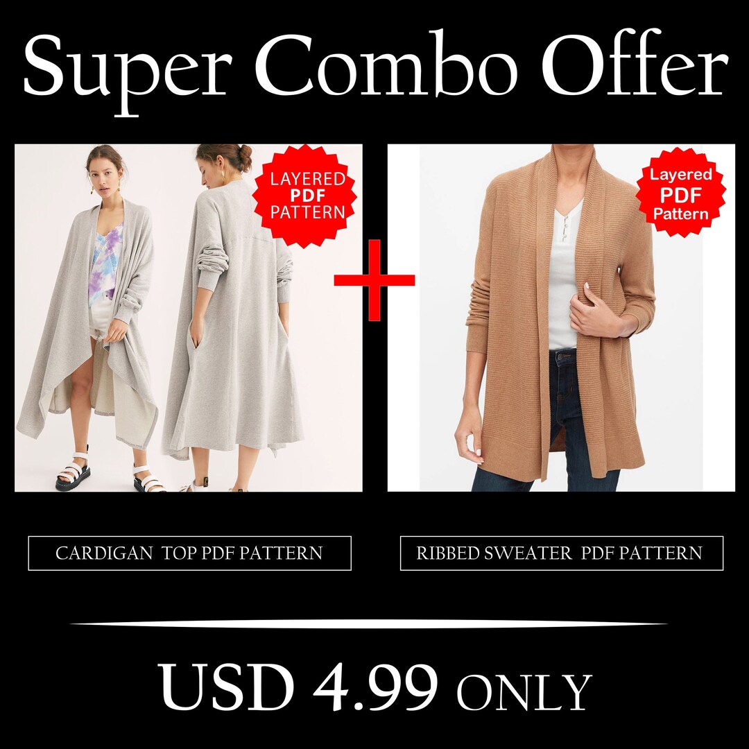 Cardigan Sewing Patterns | Winter Long Sleeve DIY | Ribbed Sweater and ...