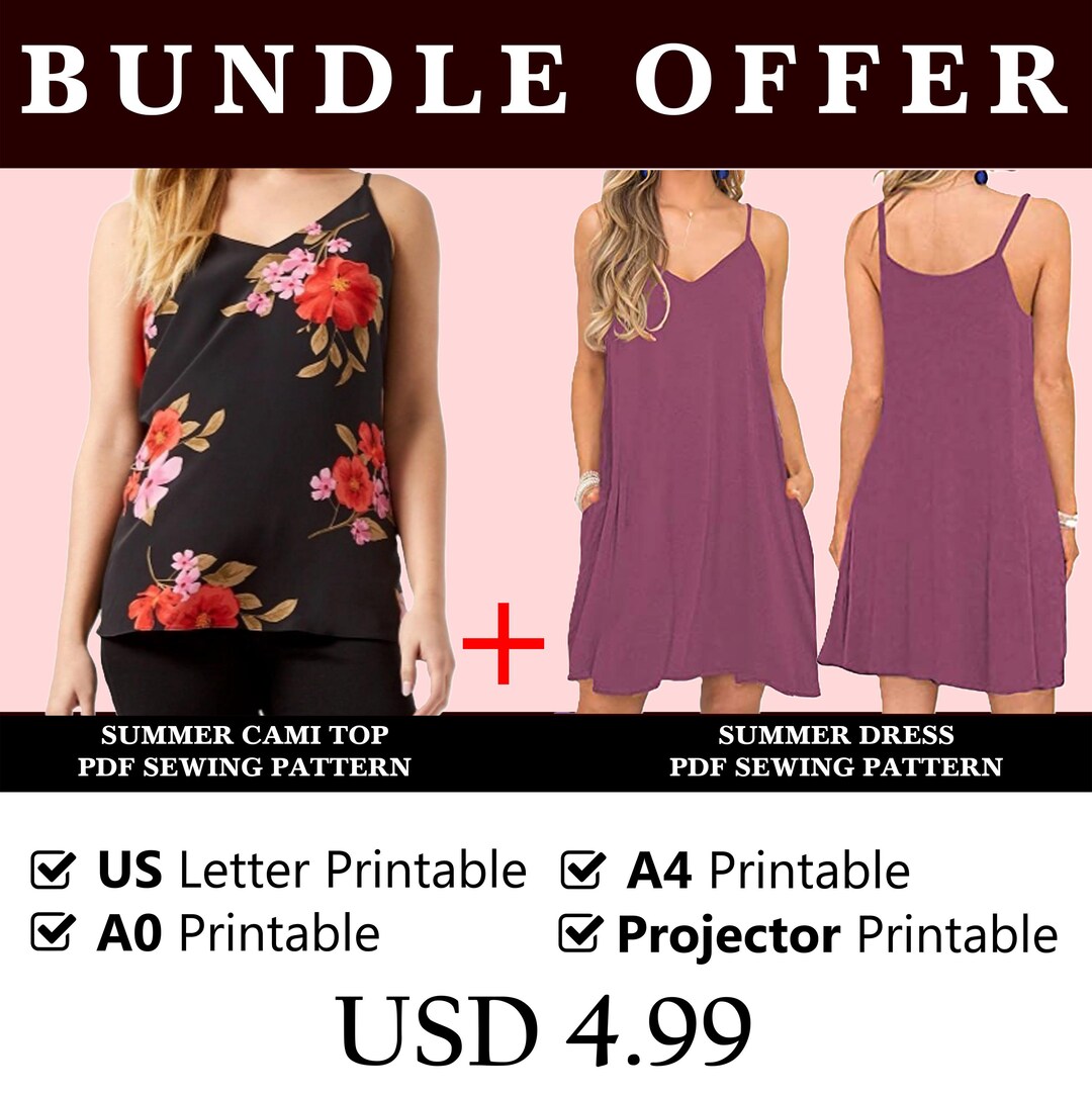 Summer Dress | Cami Sundress PDF Sewing Patterns | Camisole | Beginners ...