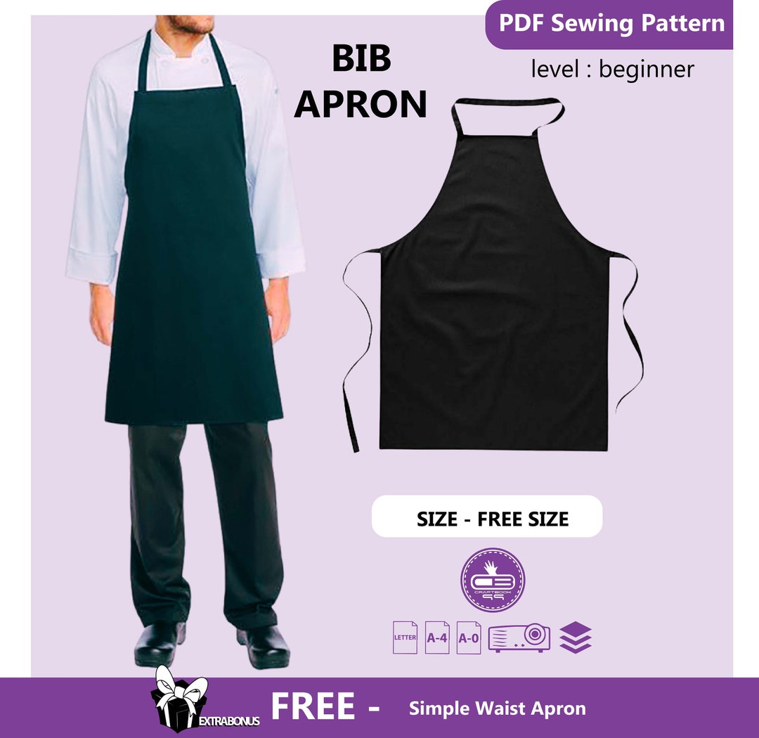Bib Apron PDF Sewing Pattern | Beginner DIY Chef Apron | Easy ...
