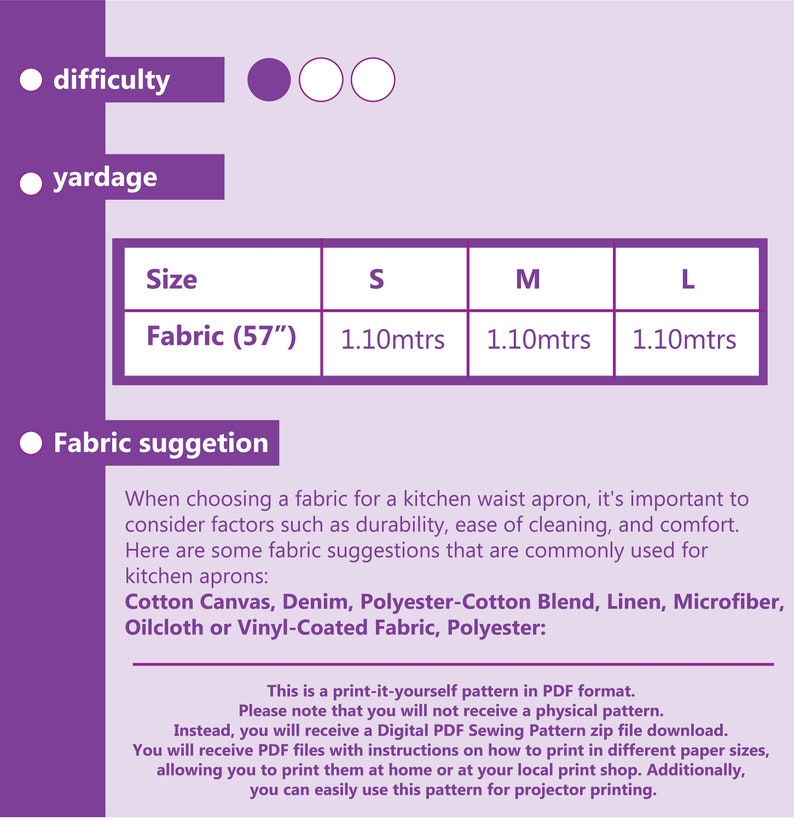 Simple Waist Apron PDF Sewing Pattern Chef Drape Sew Grill - Etsy