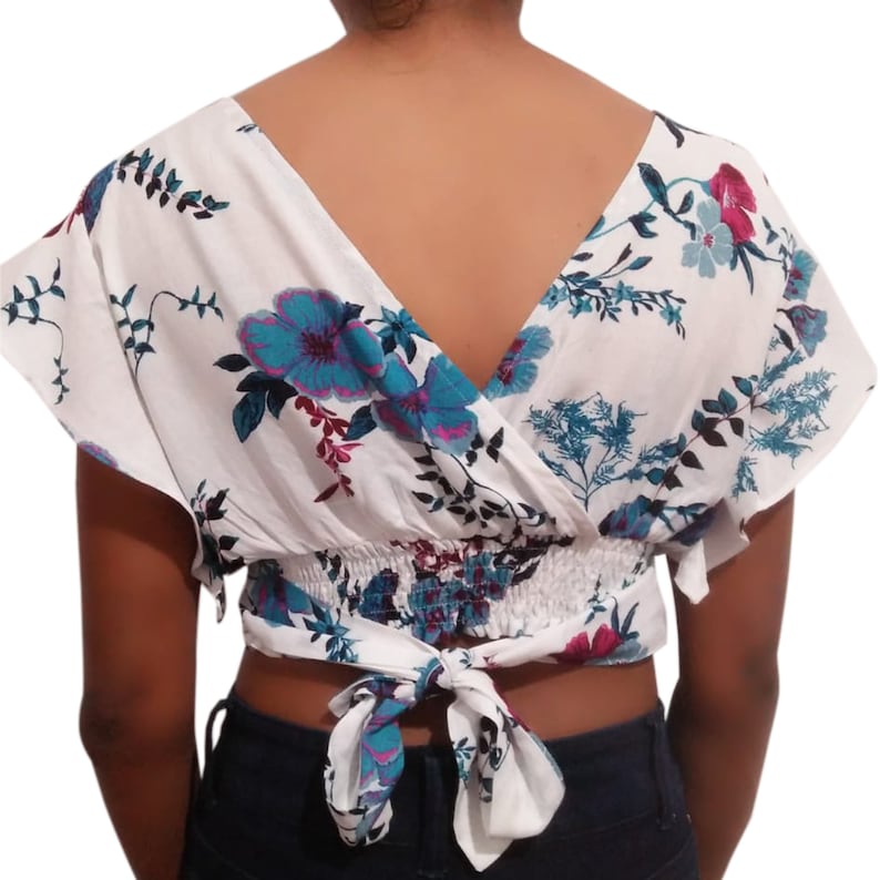 Tie Back Crop Blouse PDF Sewing Pattern | Ruffle Sleeve | Home ...