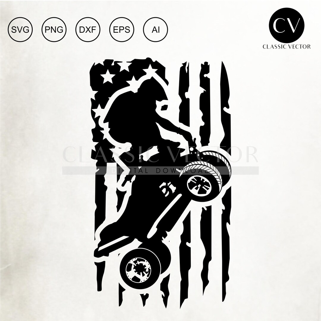 Amazing Stunt US Flag Quad Svg, Atv Svg, ATV Cut File, Quad Riding Svg ...