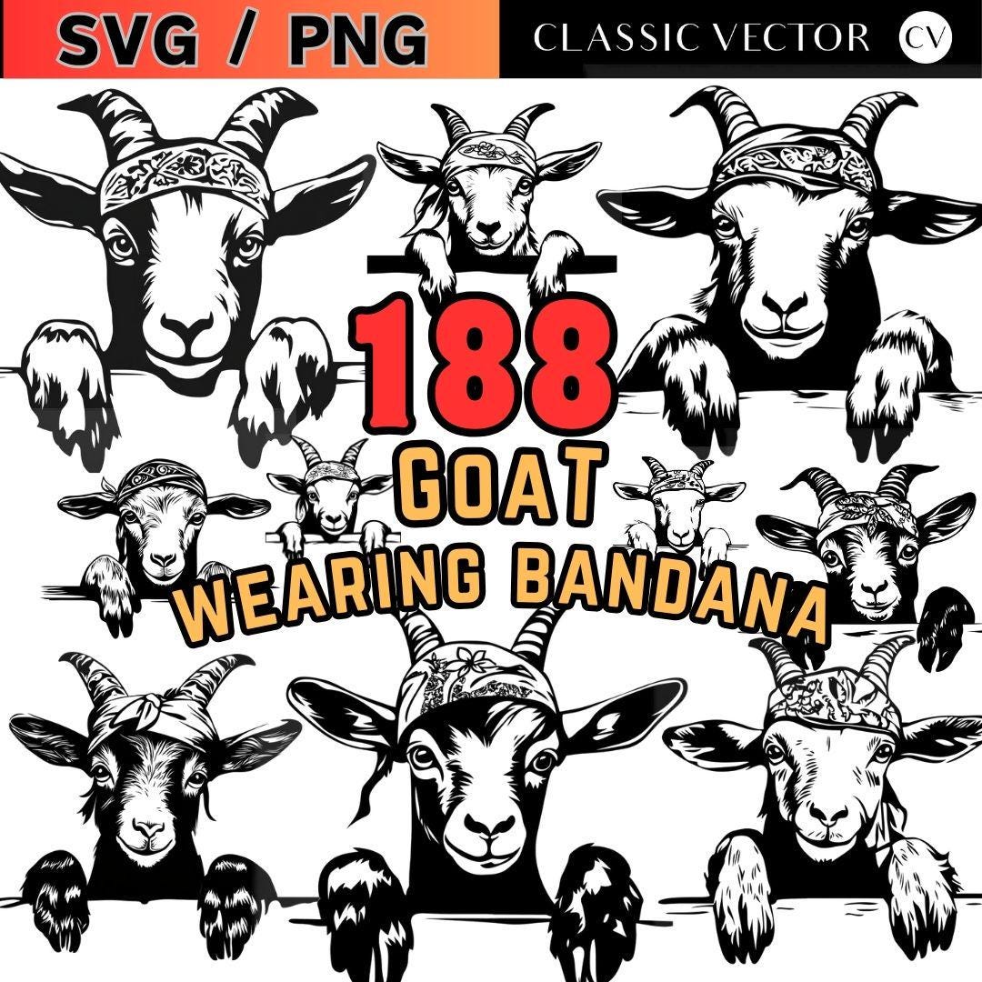 Goat Peeking SVG PNG Bundle - Bandana-wearing Goat Silhouettes for ...