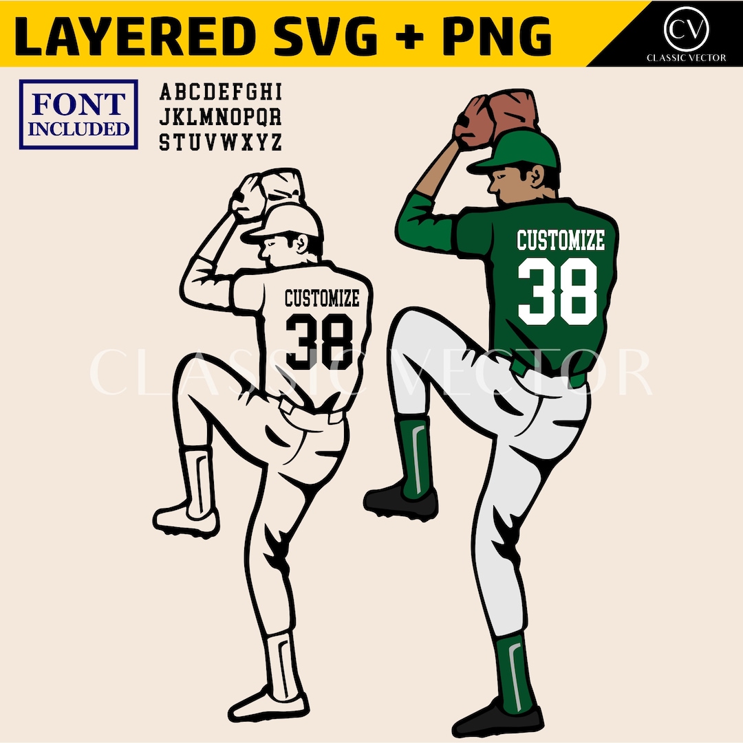 Baseball Player Customizable SVG PNG - Etsy