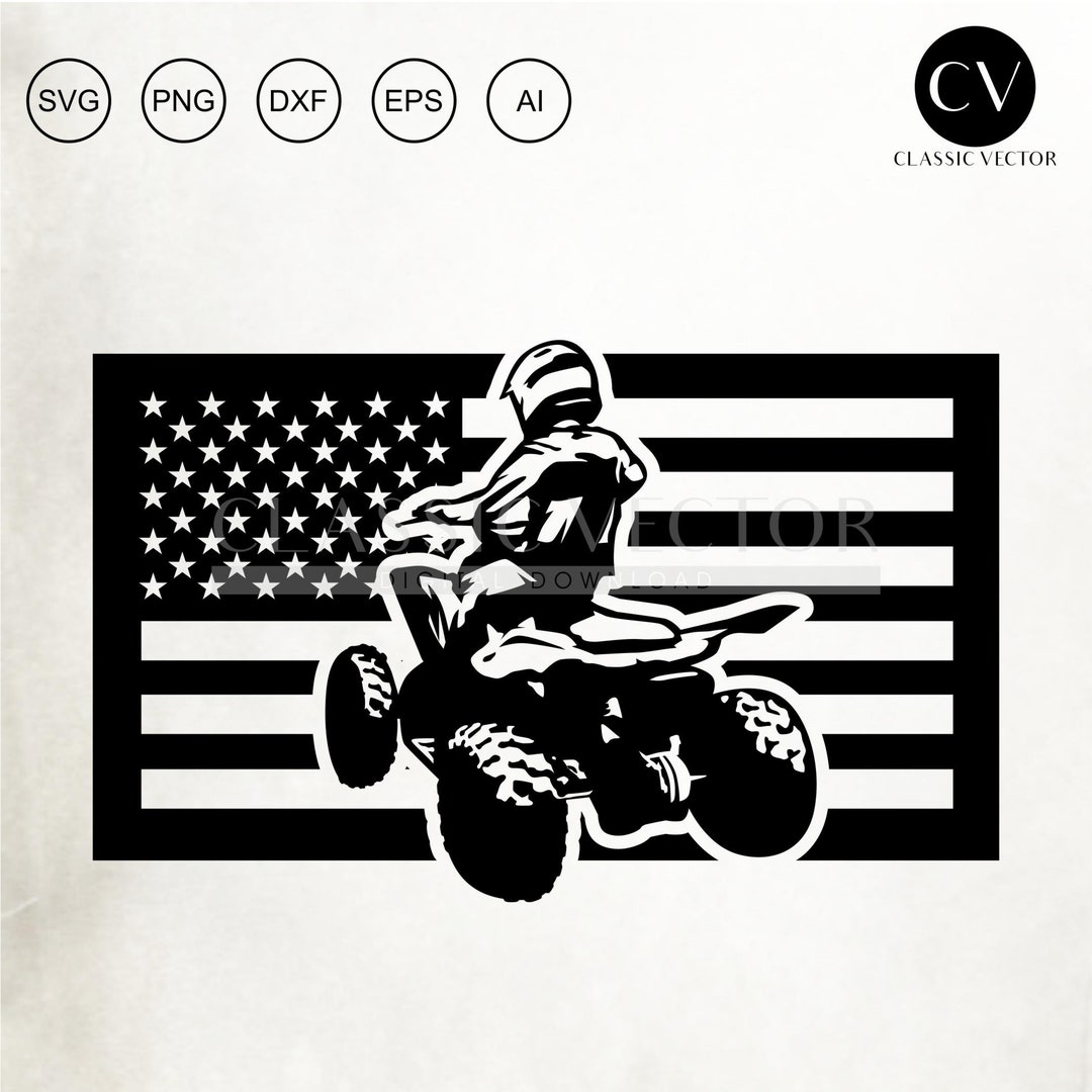 US Flag Quad Kid - Quad Kid Svg, Atv Kid, ATV Cut File, Quad Riding Svg ...