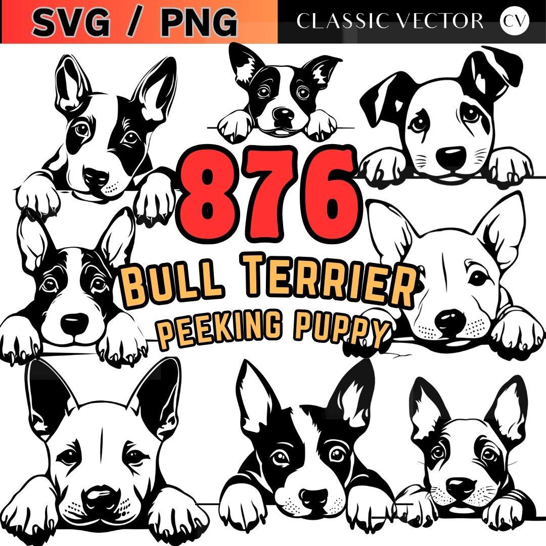 Bull Terrier Peeking Puppy SVG PNG Bundle - 876 Designs for Cricut ...