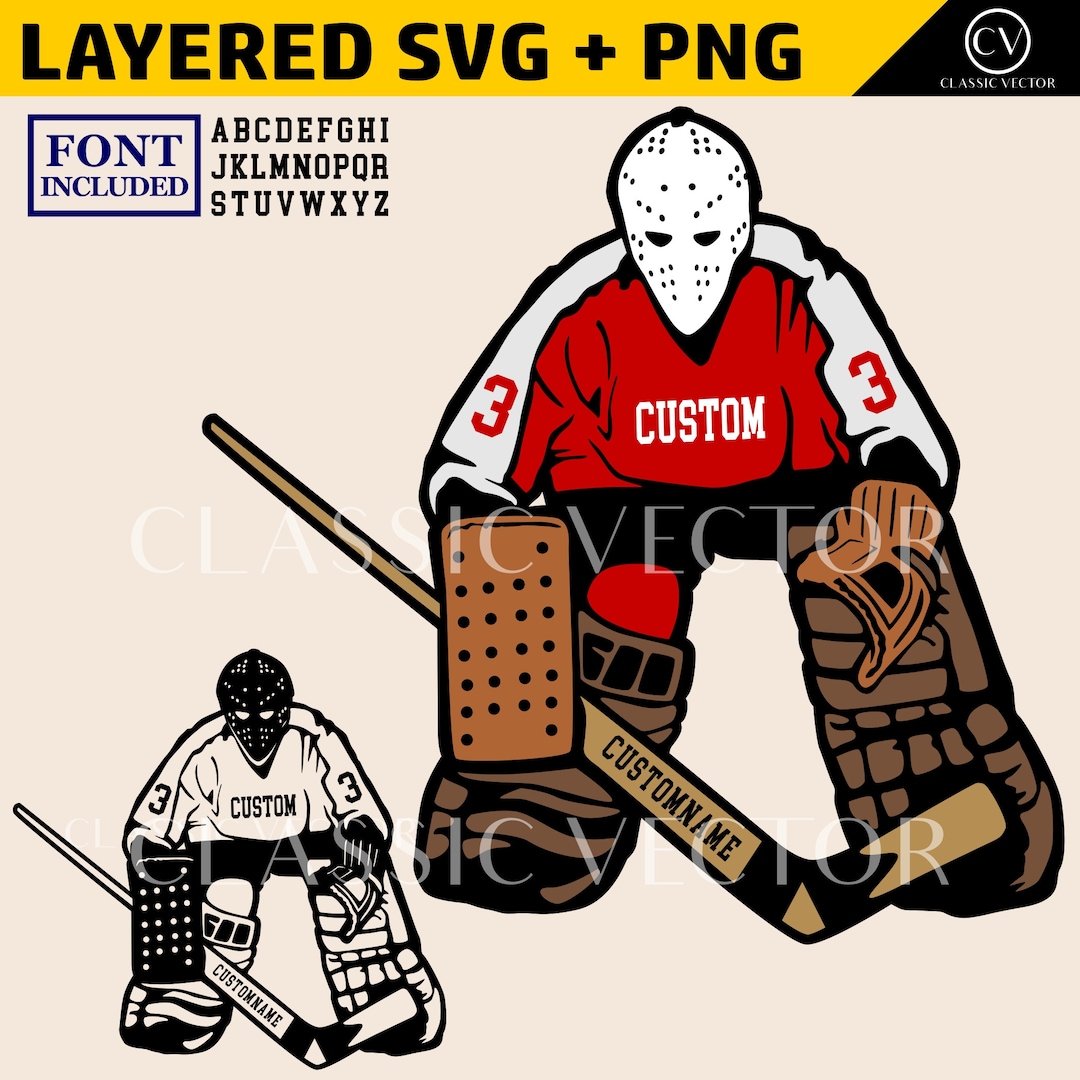 Customizable Ice Hockey Goalie Player: Dynamic SVG & PNG Digital ...