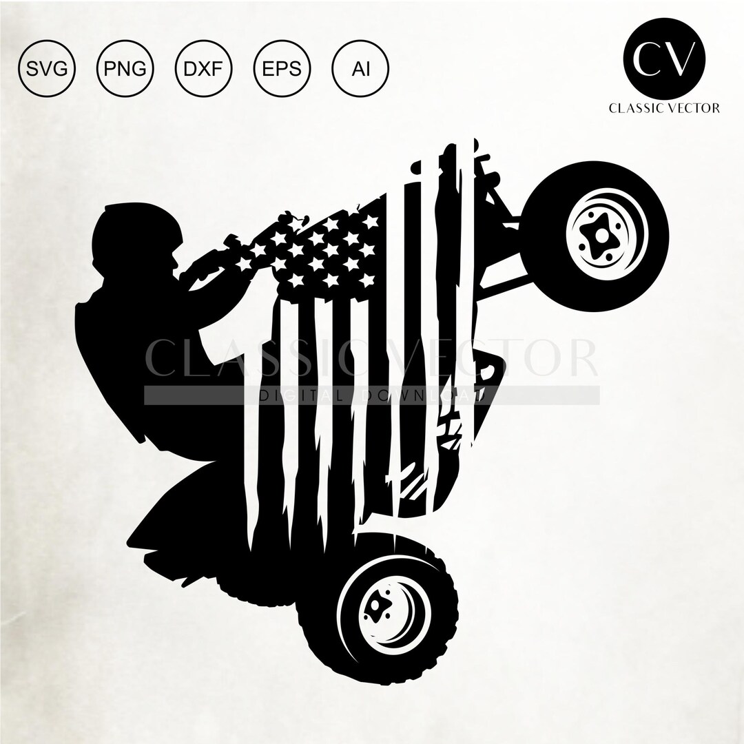 Patriotic Quad Quad Svg, Atv Svg, ATV Cut File, Quad Riding Svg ...