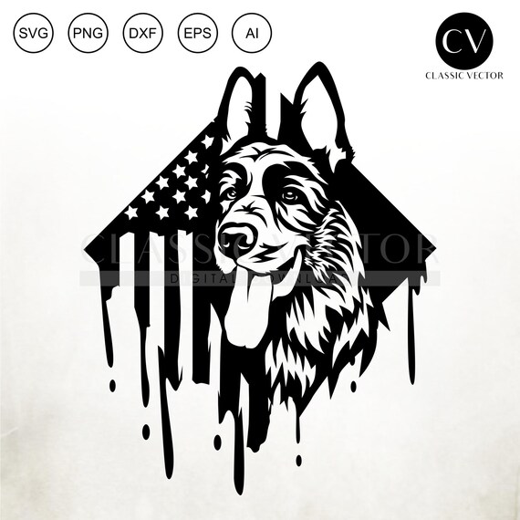 German Shepherd US Flag Police Dog SVG K9 Silhouette Police - Etsy