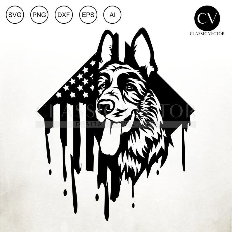 German Shepherd US Flag Police Dog SVG K9 Silhouette Police - Etsy