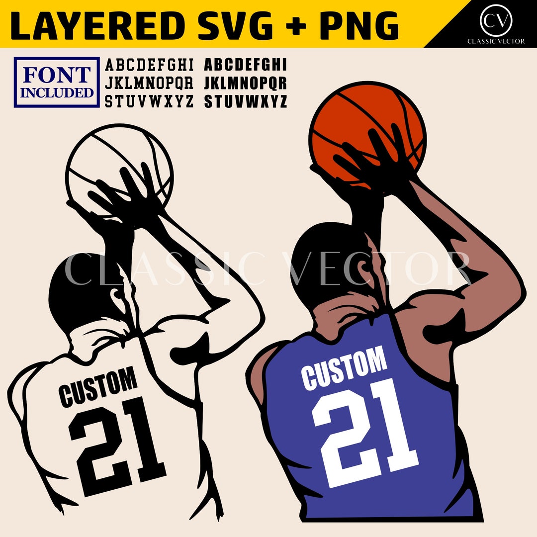 Customizable Basketball Player SVG + PNG File Scalable Vector Graphics ...