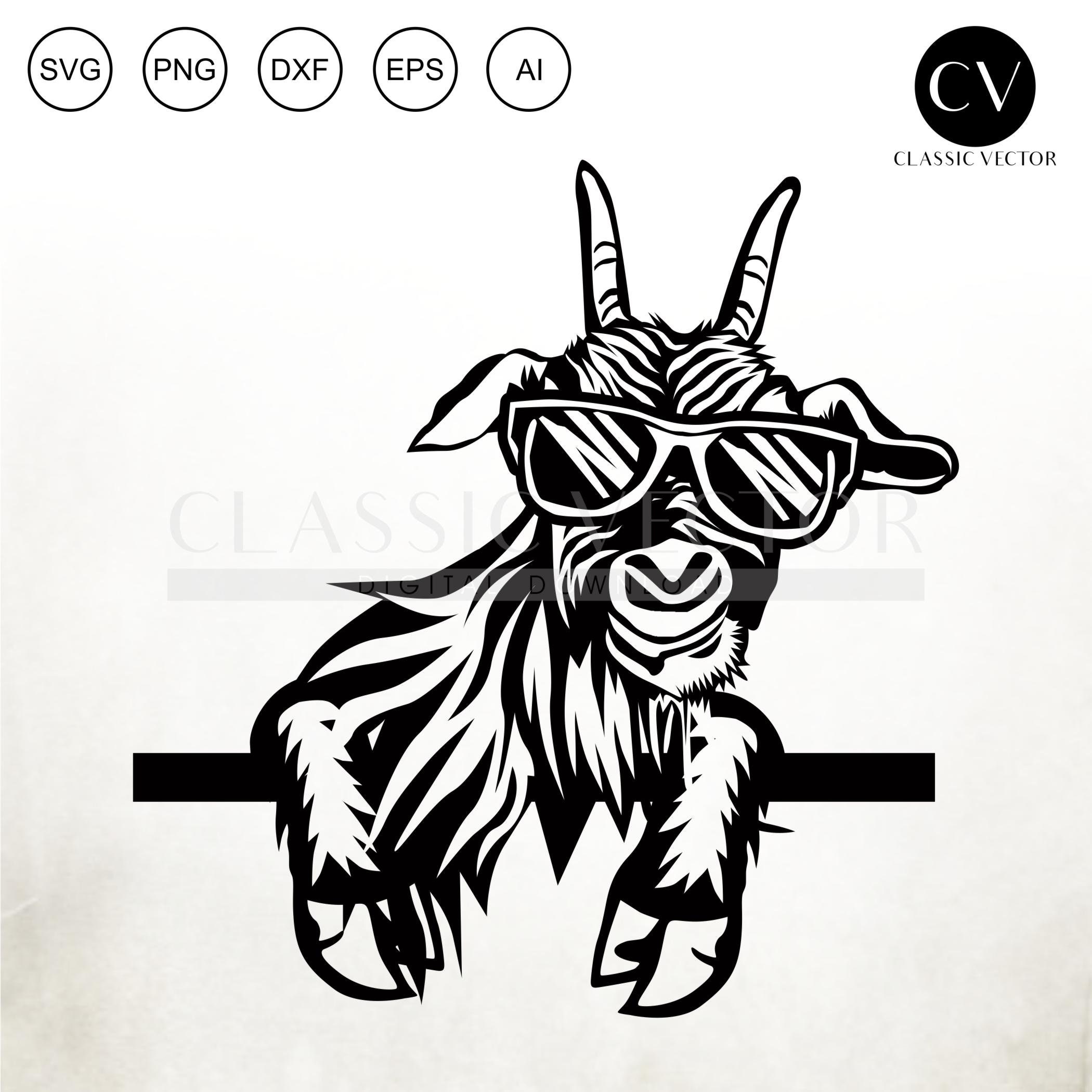 Cute Goat Face Wearing Sunglasses - Peeking Goat Clipart - Etsy