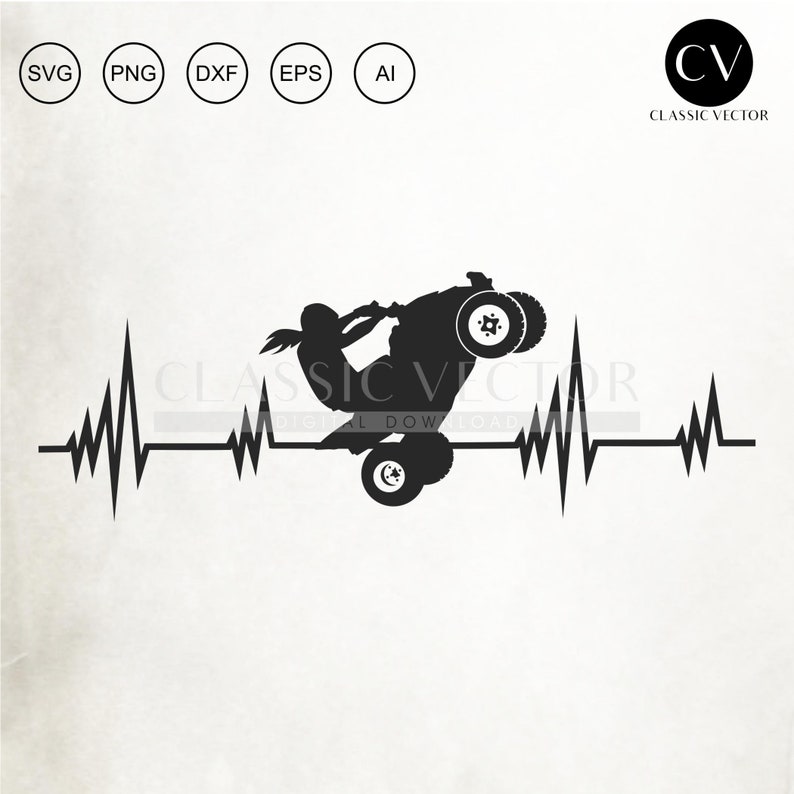 ATV Girl Heartbeat Heartbeat Svg Quad Svg Atv Svg ATV Cut - Etsy