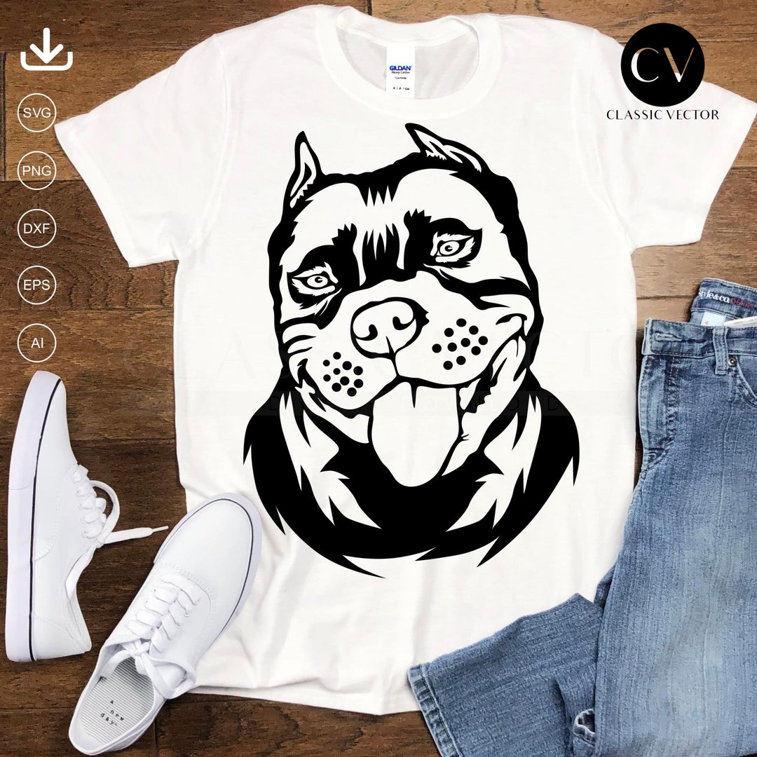 Cute Pitbull Head SVG - Etsy