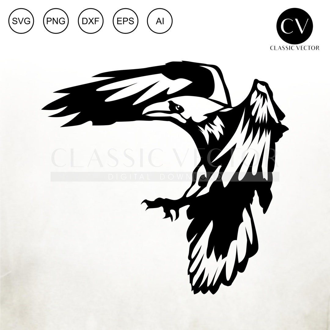 Flying Crow SVG Wild Animals Svg Raven Svg Crow Head Crow - Etsy