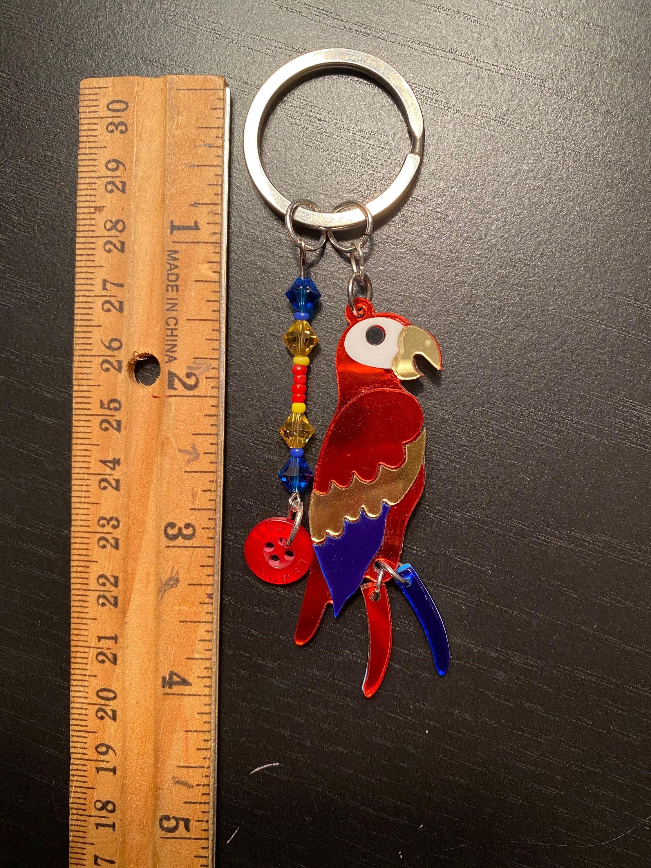 Beaded Macaw Keychain, Bird Lovers, Bird Parent Gifts, Bird Owner Gifts ...
