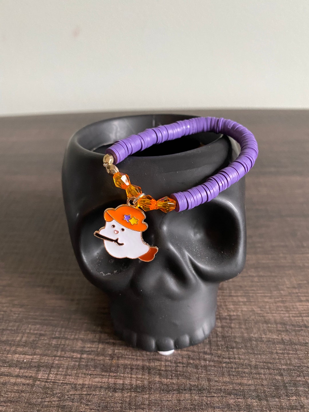 Cute Ghost Stretch Bracelet, Girls Halloween Bracelet, Ghosts, Spooky ...