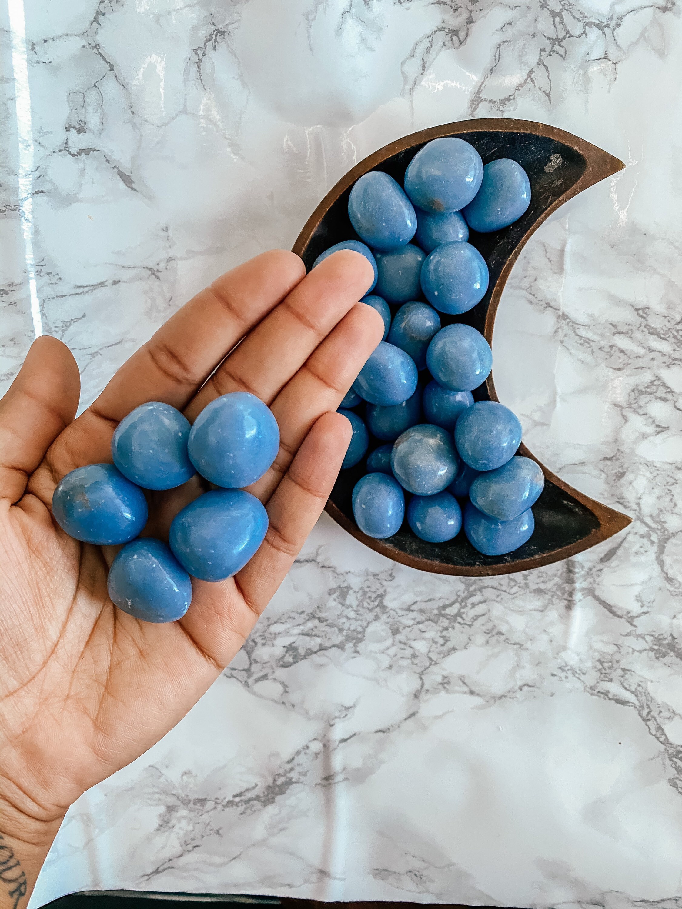 Tumbled Angelite Ethically Sourced Tumbled Angelite Healing - Etsy