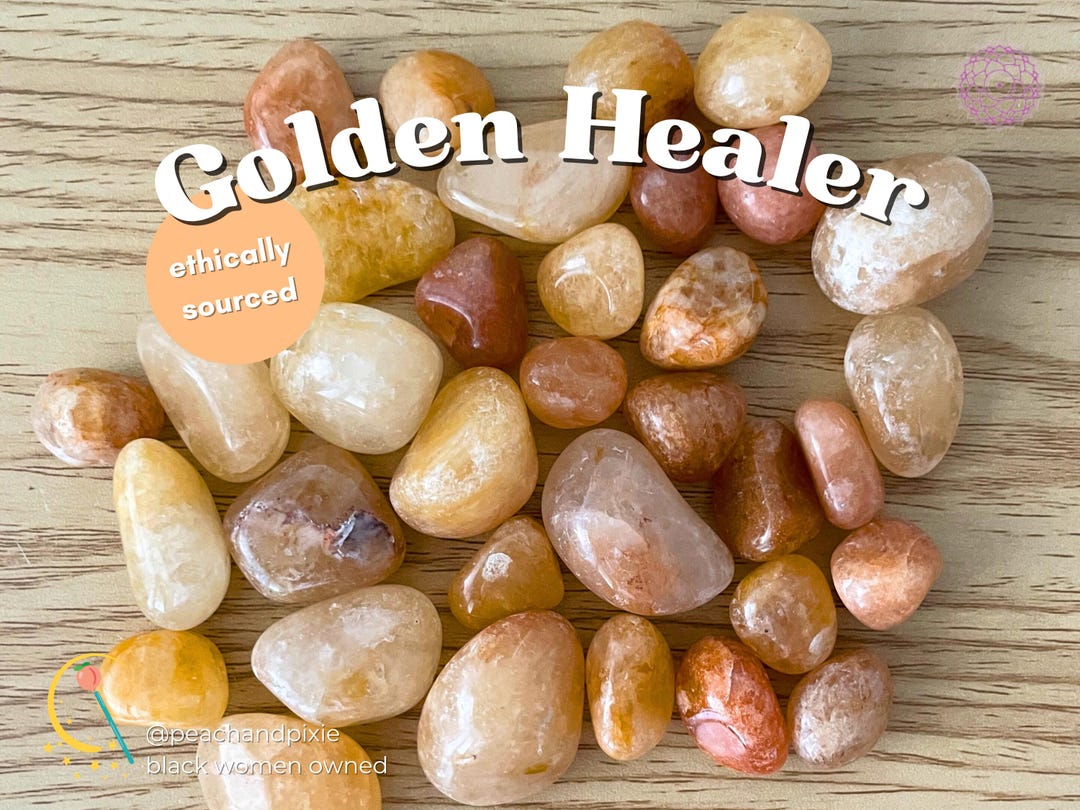Tumbled Golden Healer, Ethically Sourced Black Owned Gold Quartz Tumble ...
