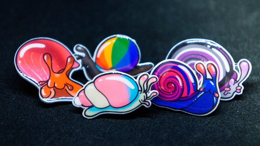 Silly Snail Flag Rainbow Pins,pride Pin LGBTQIA Queer Bi Trans Pan Ace ...