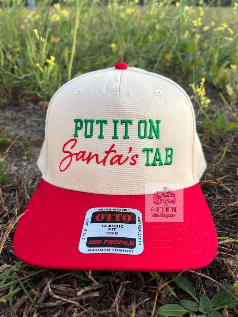 Put It on Santa’s Tab, Red Otto Hat - Etsy