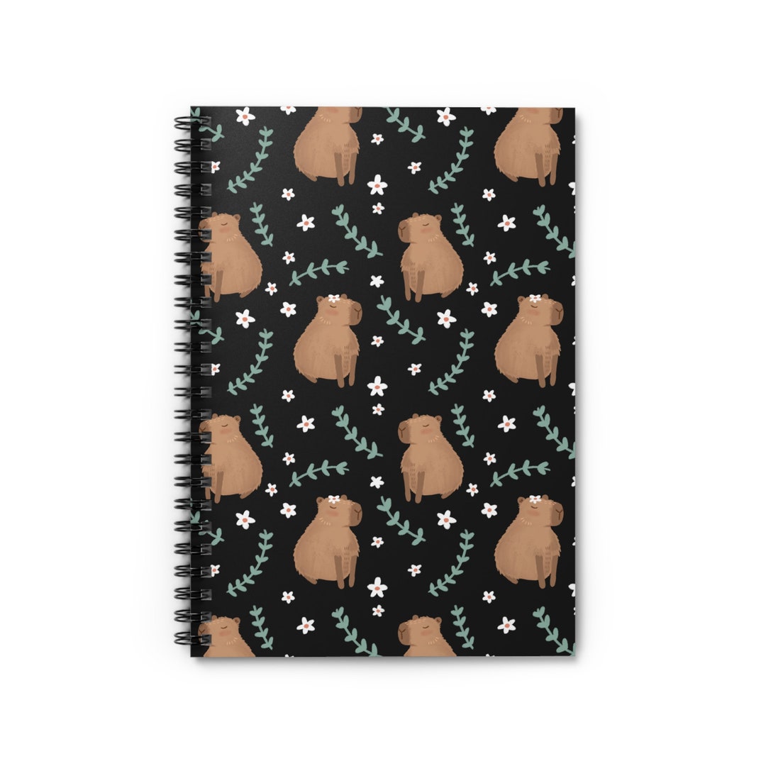 Capybara and Daisies Design Spiral Notebook Ruled Line - Etsy